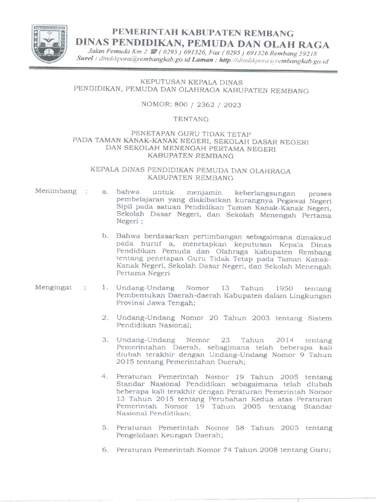 Hendri Setiawan SK Dinas - 0001 | PDF