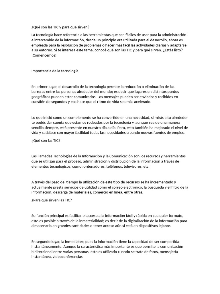 Qué Son Las TIC y para Qué Sirven | PDF | Tecnología de información y comunicaciones ...