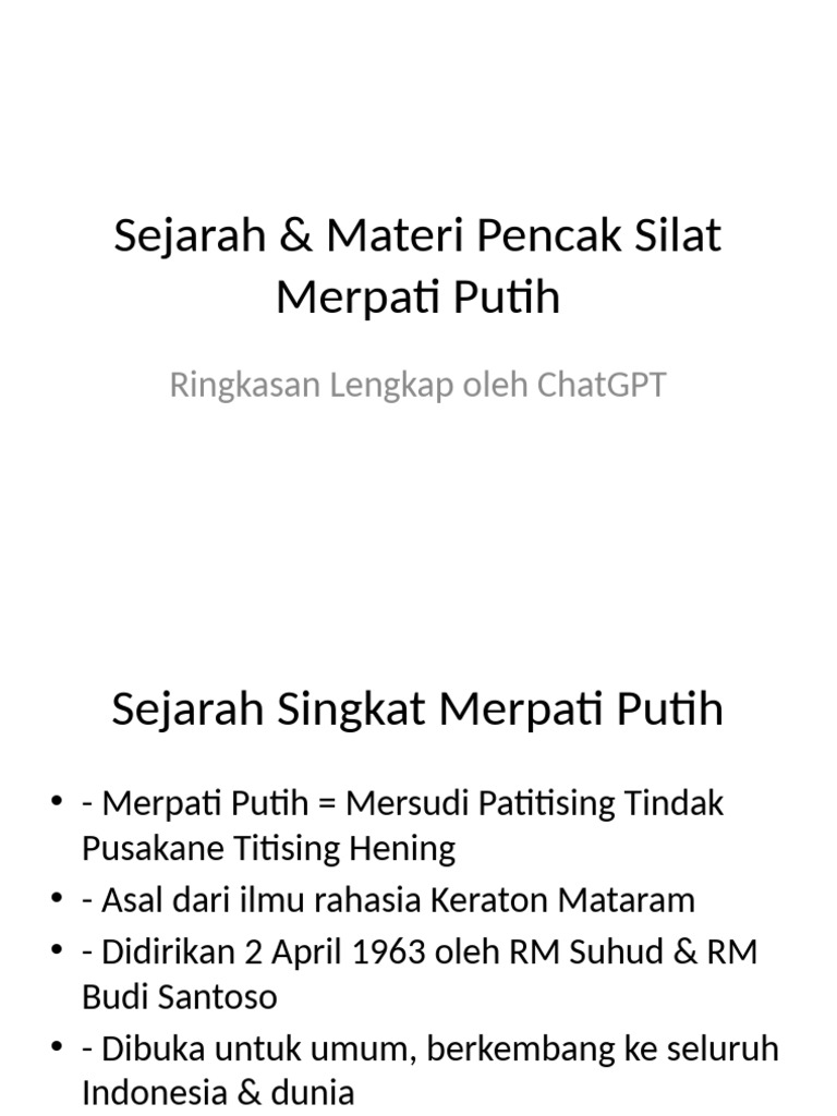 Sejarah dan Materi Merpati Putih | PDF