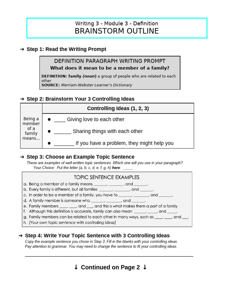 Family Definition Writing Guide | PDF