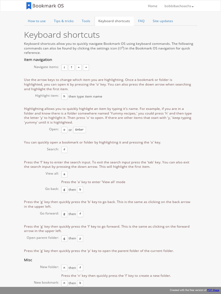 Keyboard Shortcuts - Bookmark Os | PDF | Computer Keyboard | Keyboard ...