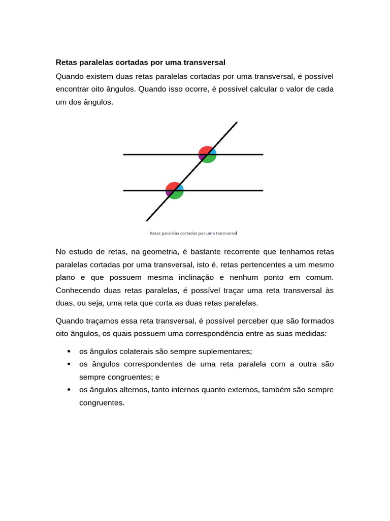 Retas Paralelas Cortadas Por Uma Transversal | PDF | Ângulo | Linha ...