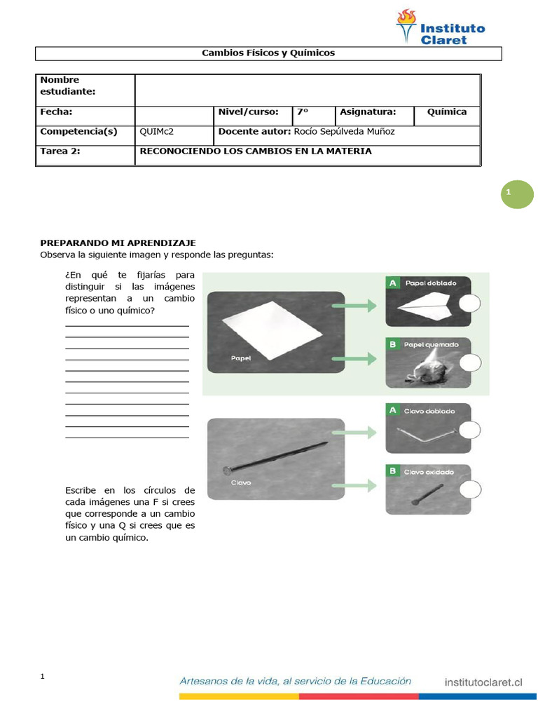Cambios Físicos y Químicos en Materia | PDF | Química | Importar