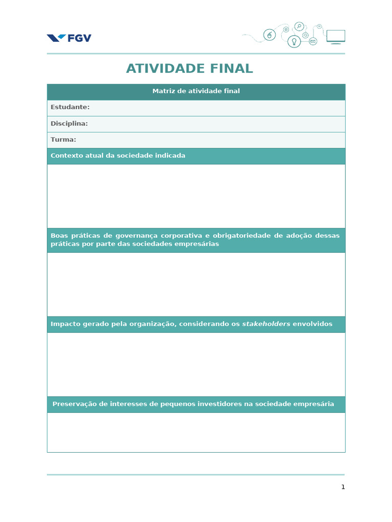 Matriz Atividade Final Governanca Corporativa PGP | PDF