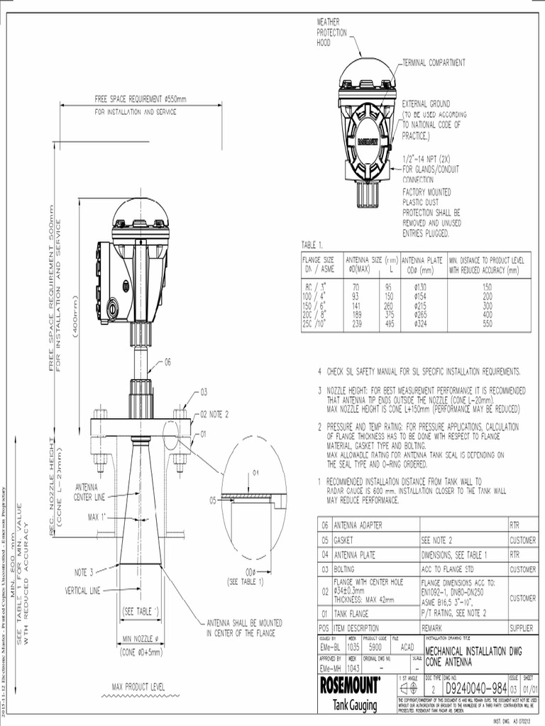 Drawing +5900+Cone+Antenna+ +rosemount | PDF