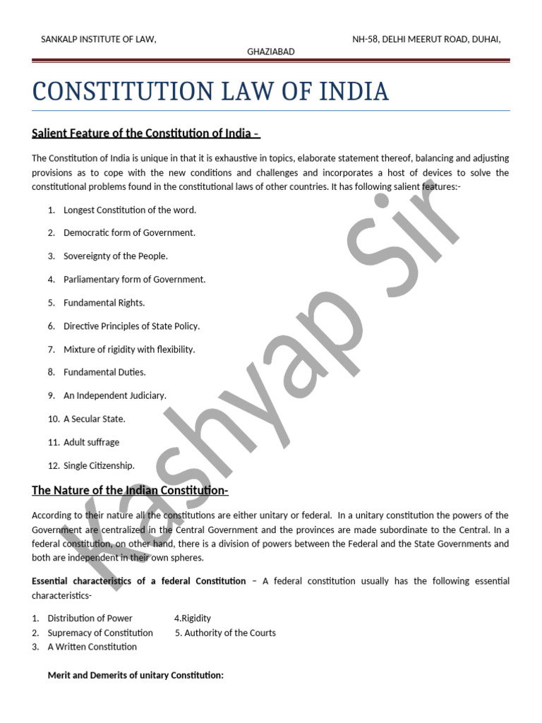 1569655681845_CONSTITUTION LAW i sem NOTES | PDF | Government | Justice