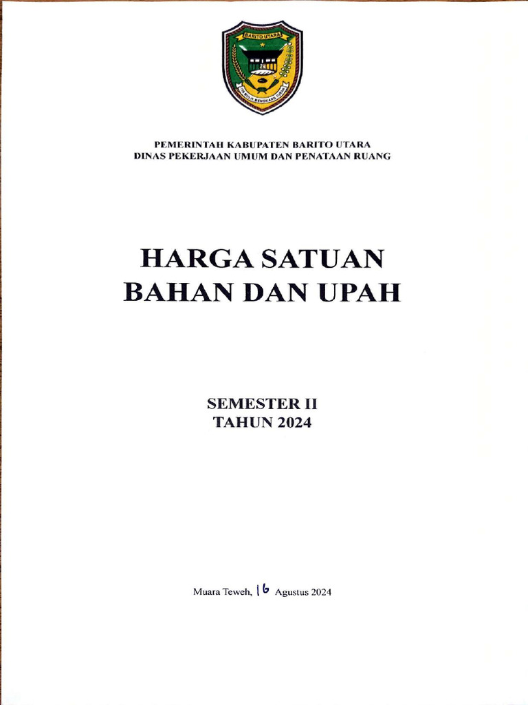 Harga Satuan Bahan Dan Upah Semester II 2024 | PDF