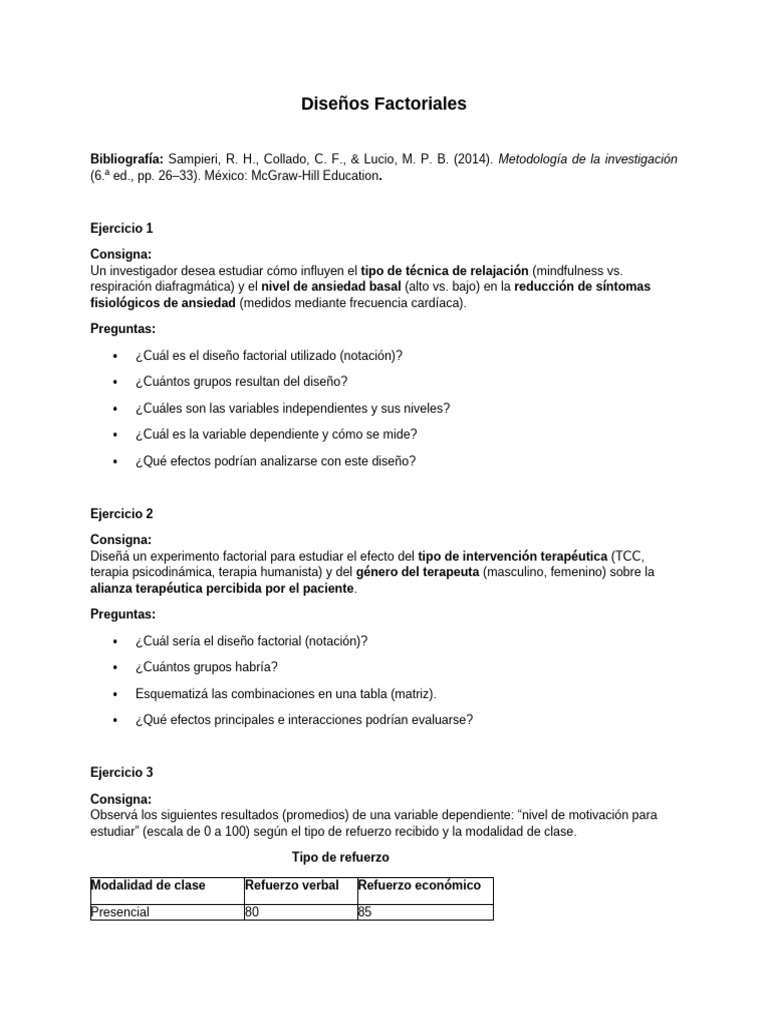 Diseño Factorial Sampieri Cap 5 | PDF | Análisis de variación | Terapia de conducta cognitiva