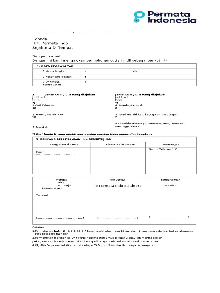 Form Cuti Updated | PDF