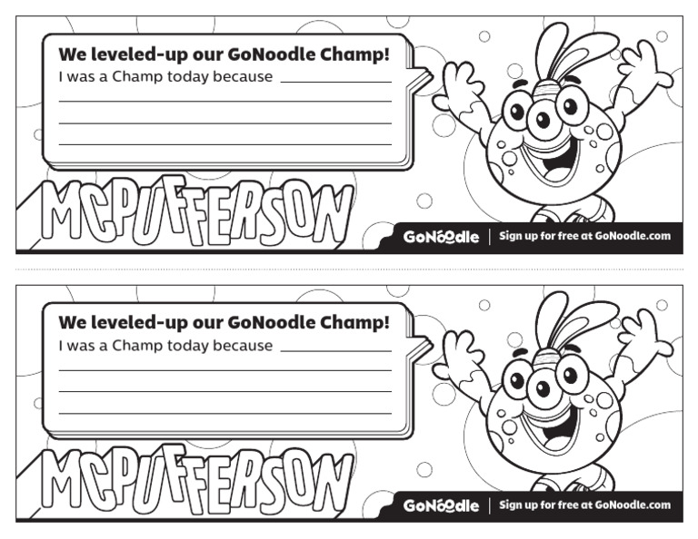 GoNoodle Champ Level-Up Announcement | PDF
