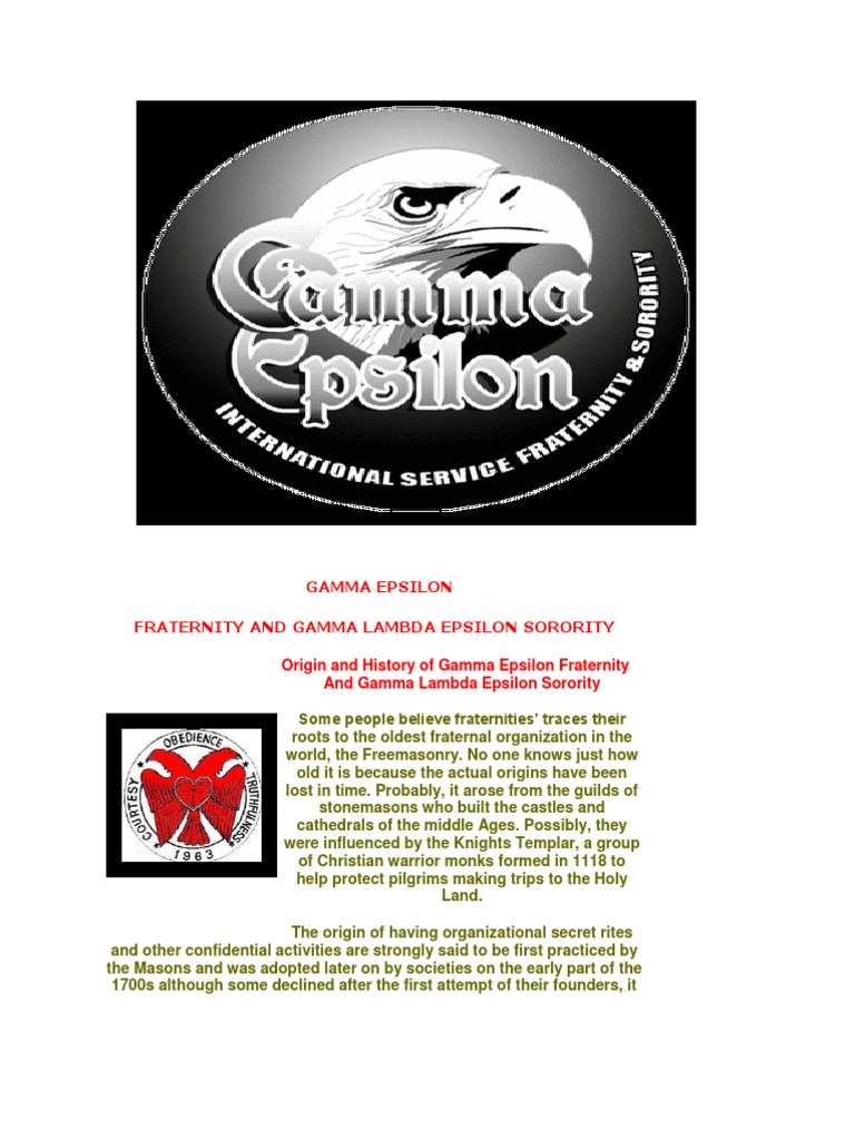 Gamma Epsilon Fraternity History | PDF | Fraternities And Sororities ...