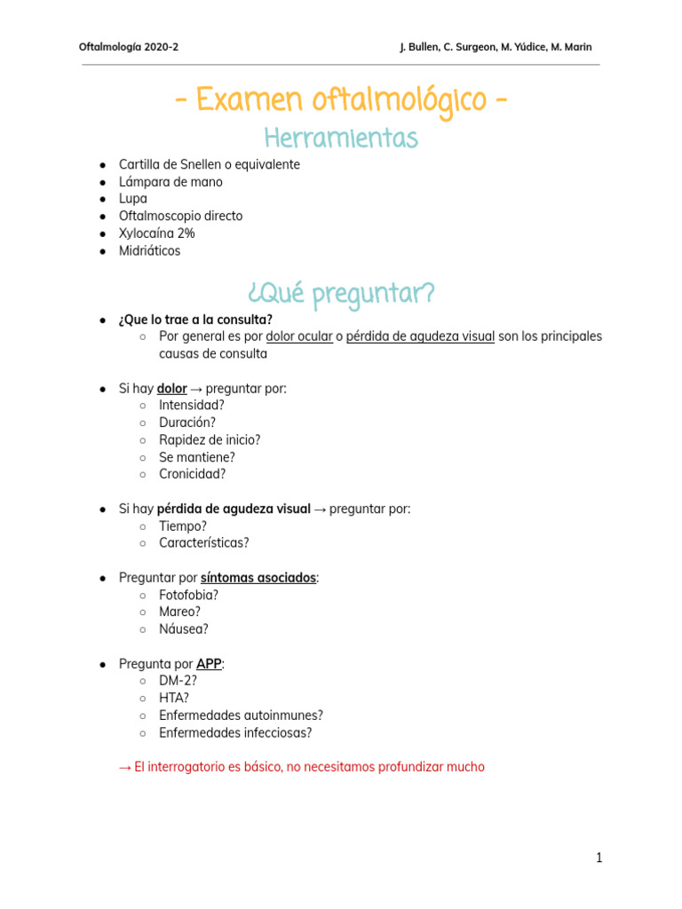 Examen Oftalmológico Completo 2020 | PDF | Ojo humano | Oftalmología