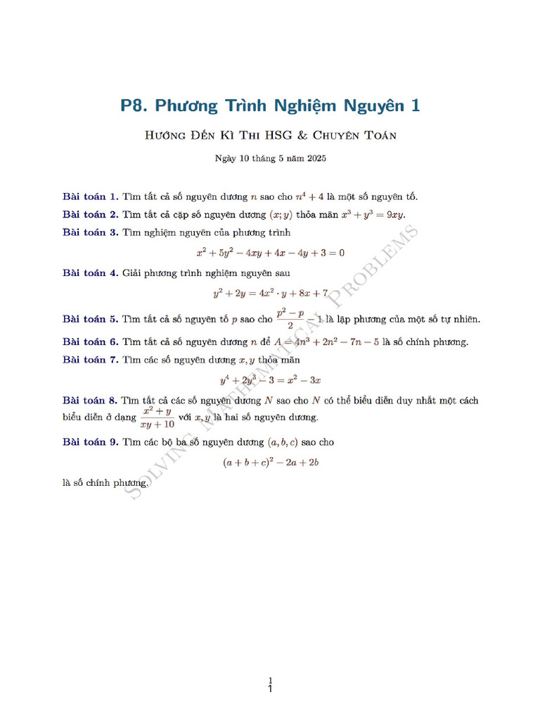 Ptr Nghiệm Nguyên 1,2 | PDF