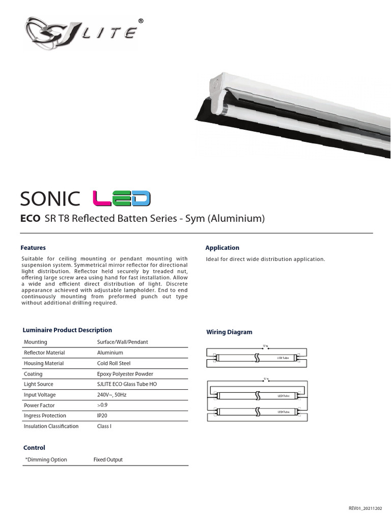 ECO - SR T8 ALUM Reflected Batten - Sym | PDF | Mirror | Electricity