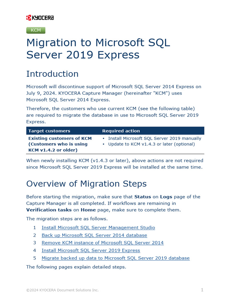 Migrationto Microsoft SQLServer 2019 Express ENRM | PDF | Microsoft Sql Server | Databases