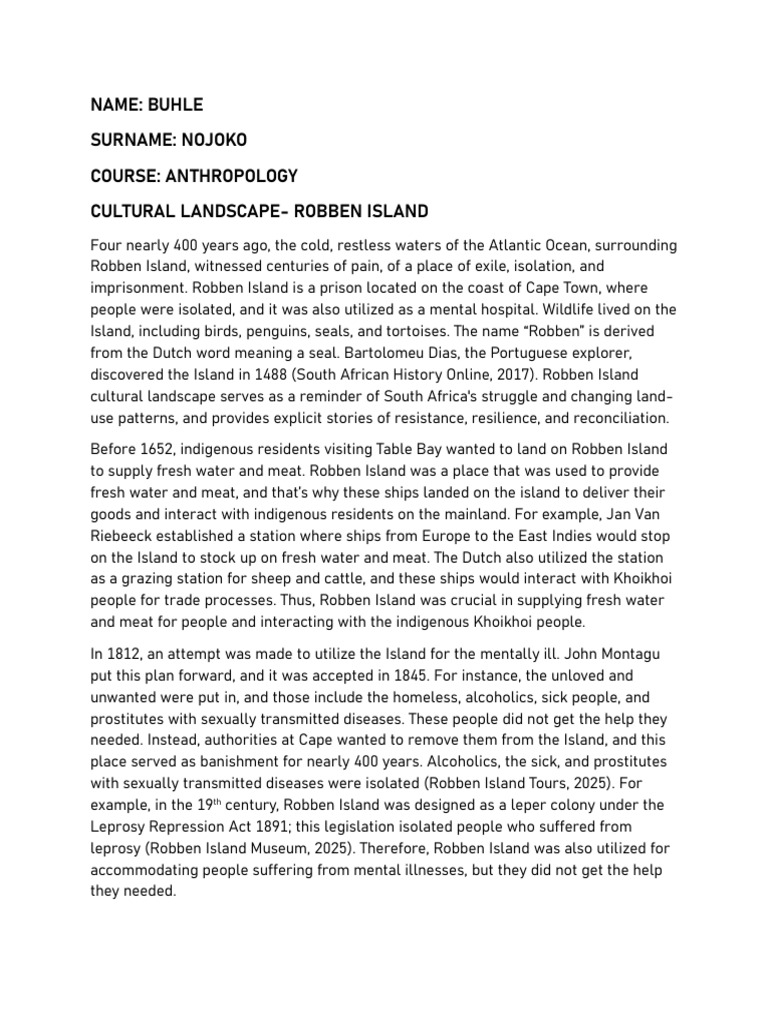 Cultural Landscape Essay 1 | PDF | Nelson Mandela