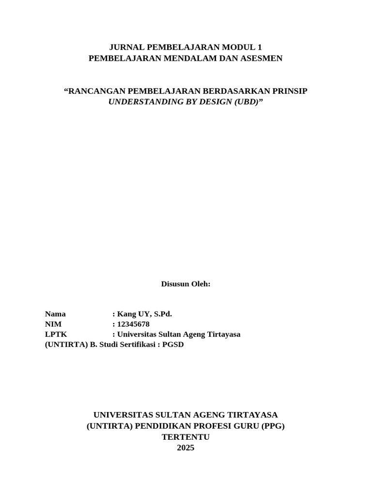 Contoh Jurnal PPG Modul 1 - UBD | PDF