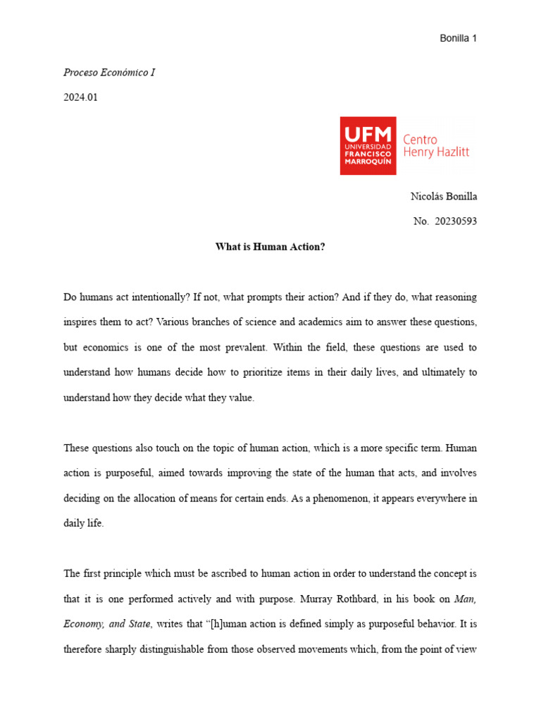 What Is Human Action - Nicolas Bonilla | PDF | Cognition