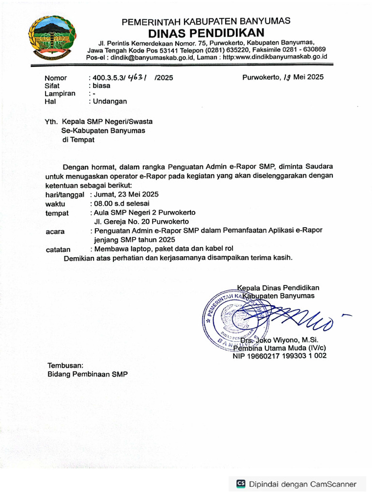 Undangan E-Rapor SMP | PDF