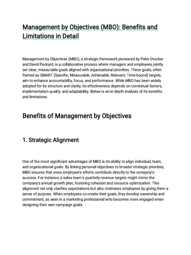 Management by Objectives Ad and Dis | PDF | Goal | Business