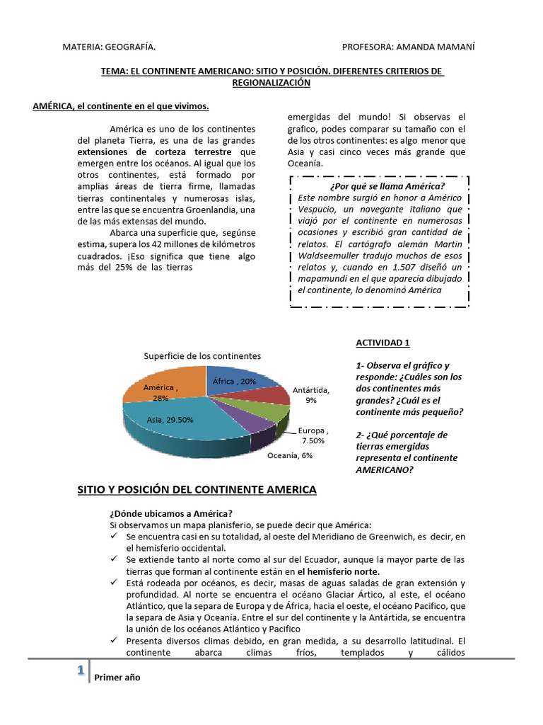 Geografía del Continente Americano | PDF | Américas | Continente