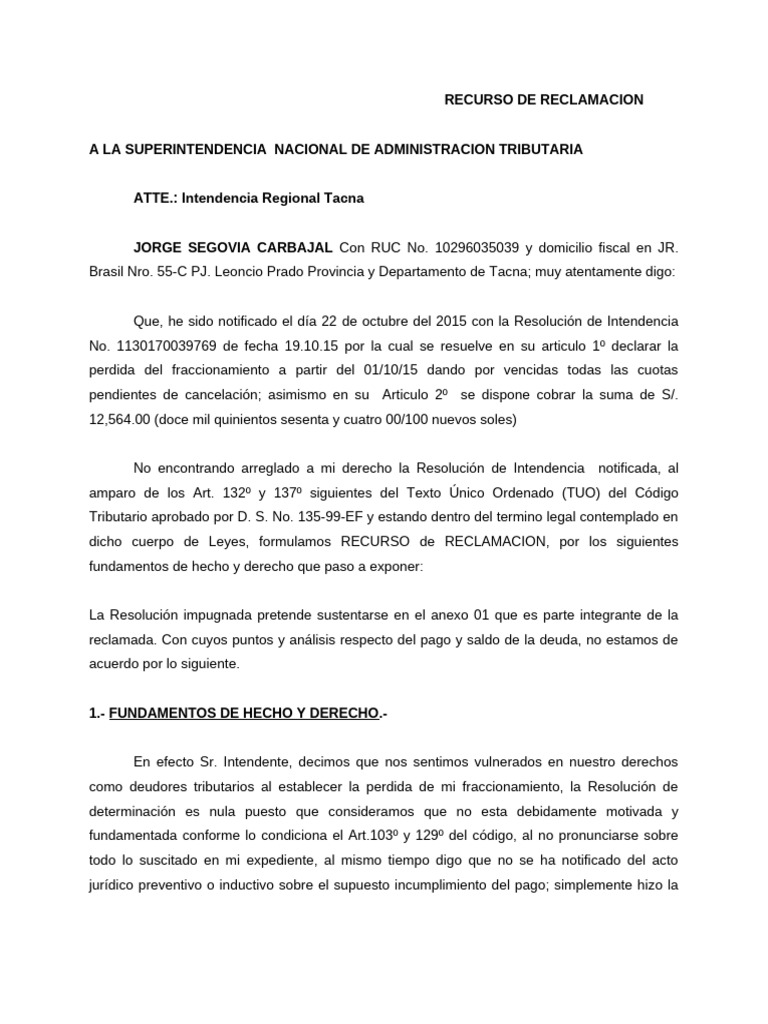Recurso Reclamo Jorge | PDF