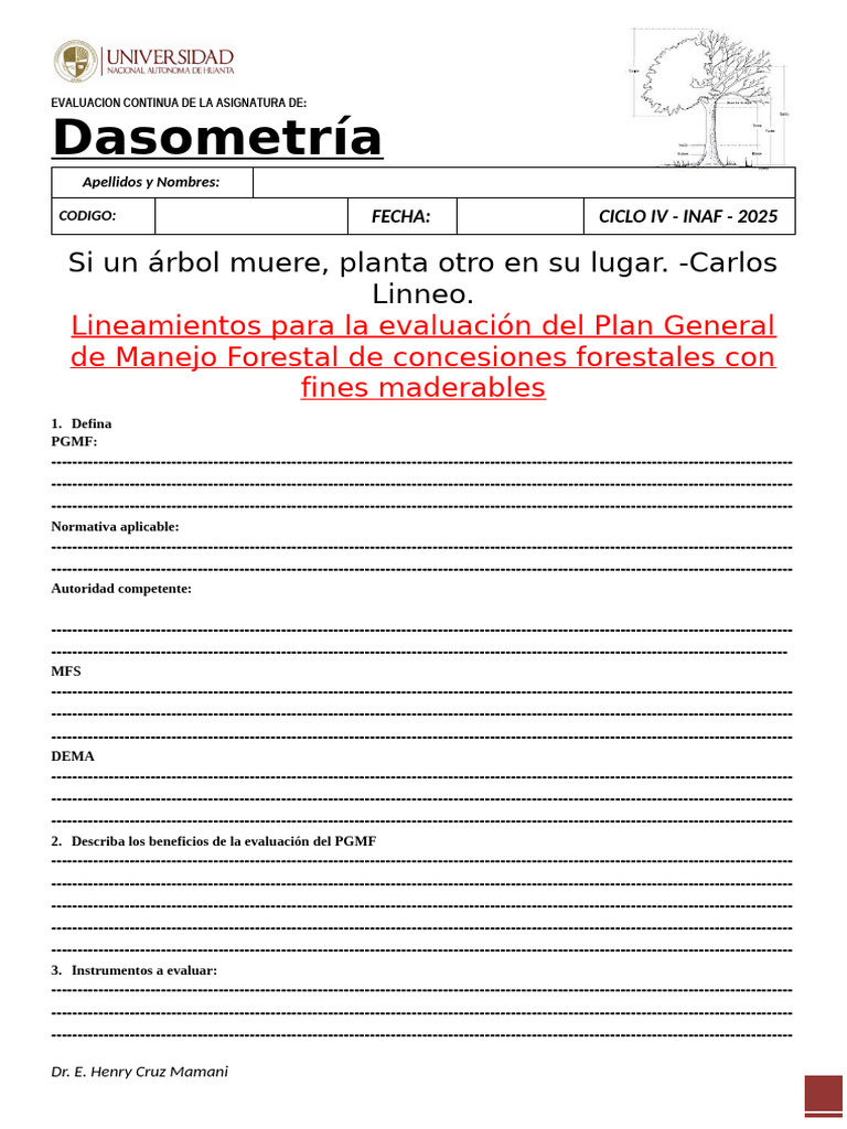 Evaluacion Contunua Dasometria Sesión 4 | PDF | Los bosques