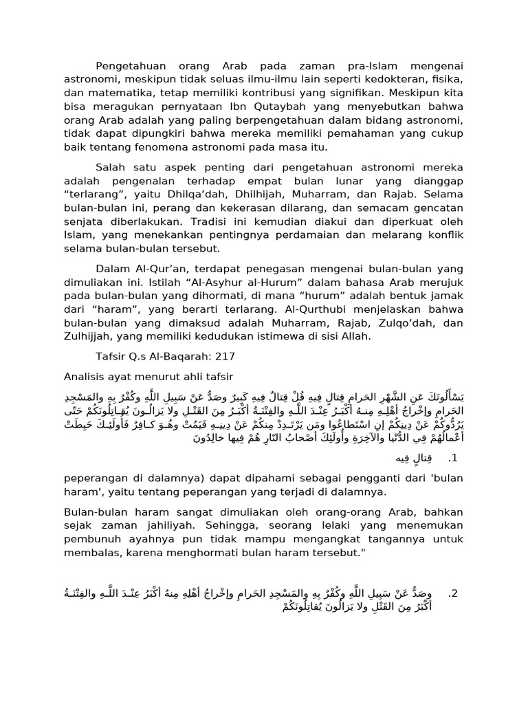 Bulan Hurum dalam Tradisi Arab | PDF