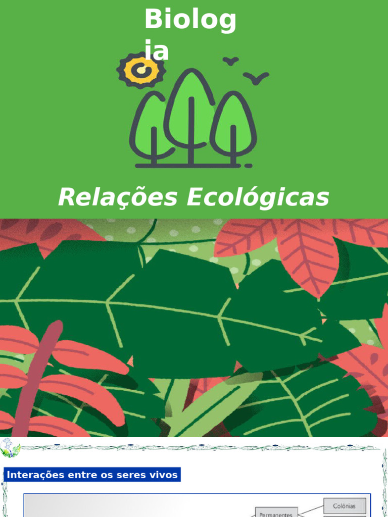 Relações Ecológicas | PDF | Interações biológicas | Organismos