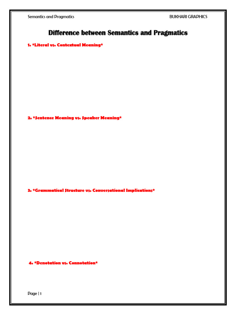 Semantics vs. Pragmatics Explained | PDF | Semantics | Linguistics