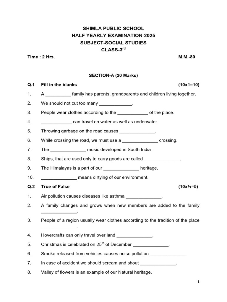 Class 3rd Social Studies | PDF