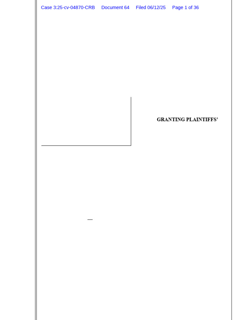 Newsom Et Al V Trump Et Al Candce-25-04870 0064.0 | PDF | Injunction ...