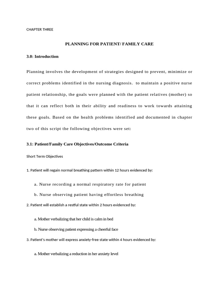 Planning For Patient/ Family Care | PDF | Nursing | Respiratory System