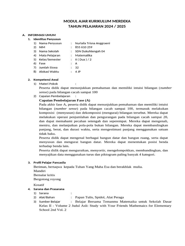 Draf Modul Ajar (1) | PDF