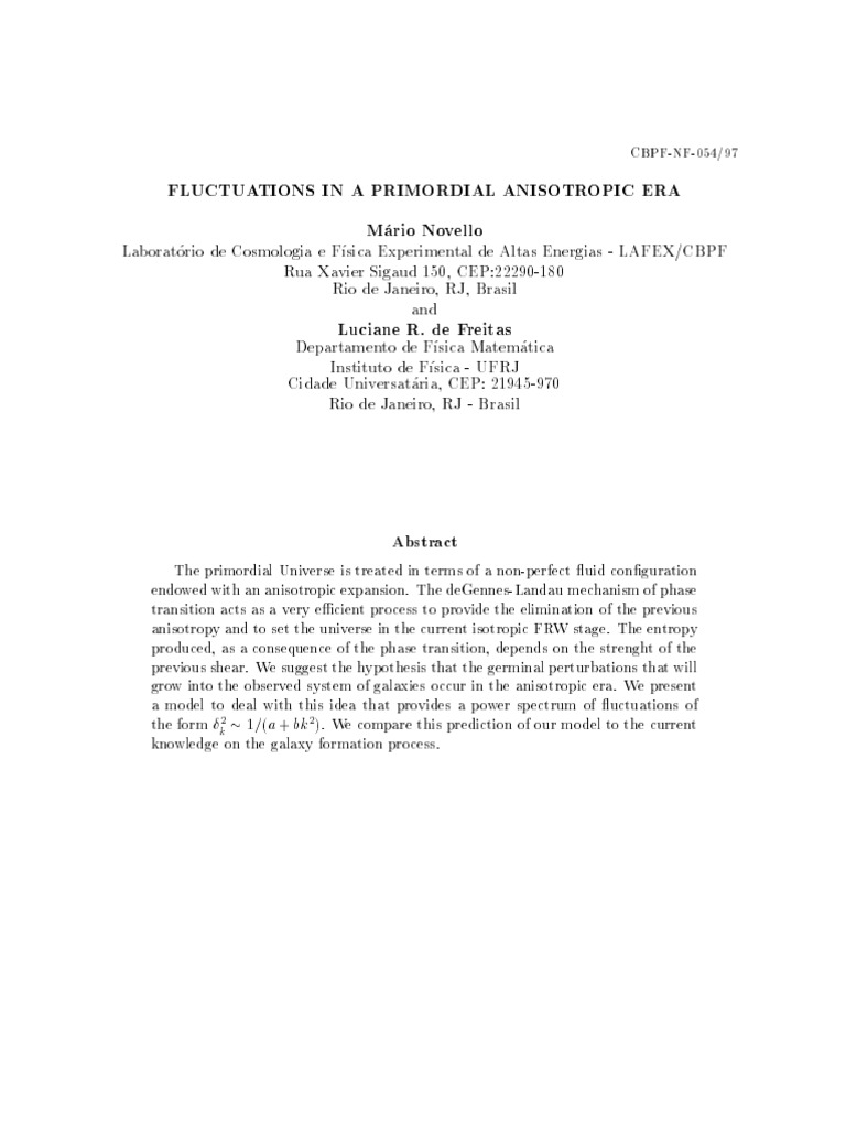 Fluctuations Ina Primordial Anisotropic Era | PDF | Universe | Phase ...