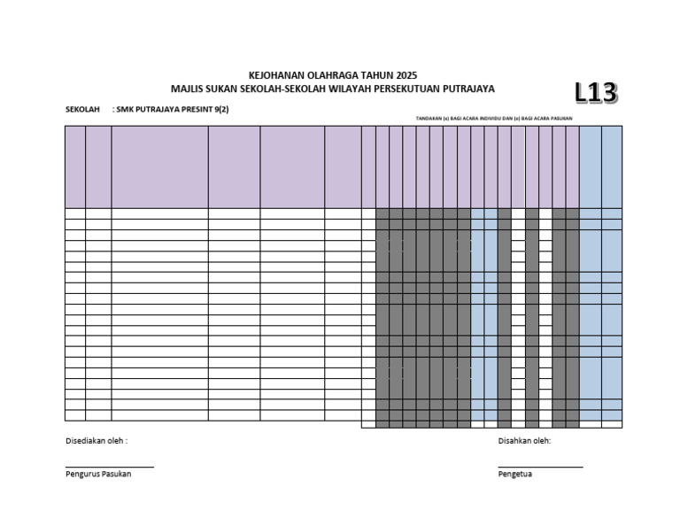 Borang Pendaftaran Peserta l13 | PDF