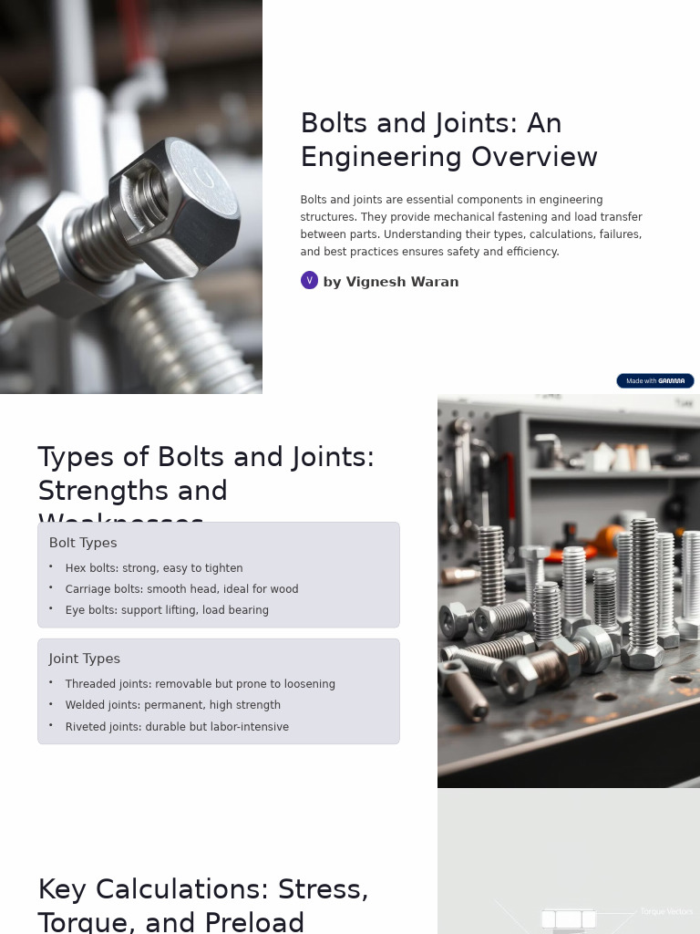 Bolts and Joints An Engineering Overview | PDF