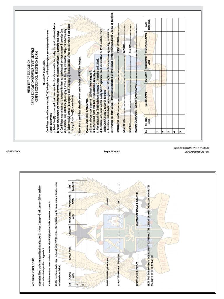 Cssps 2025 Selection Form | PDF