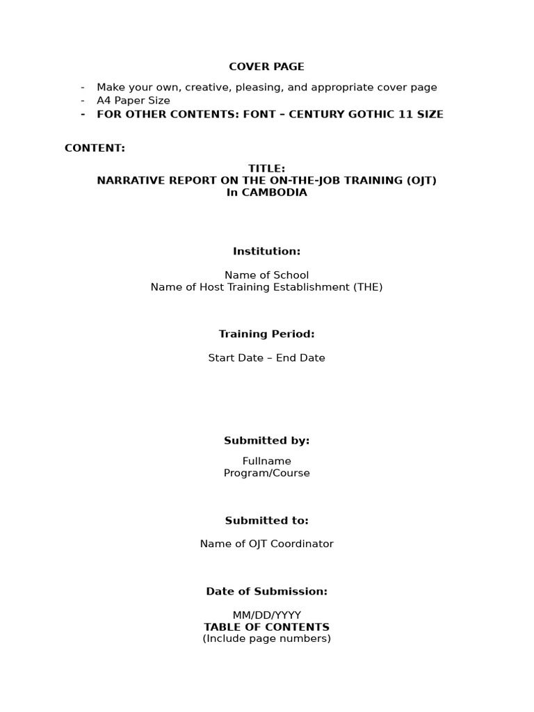 OJT Narrative Report Template | PDF