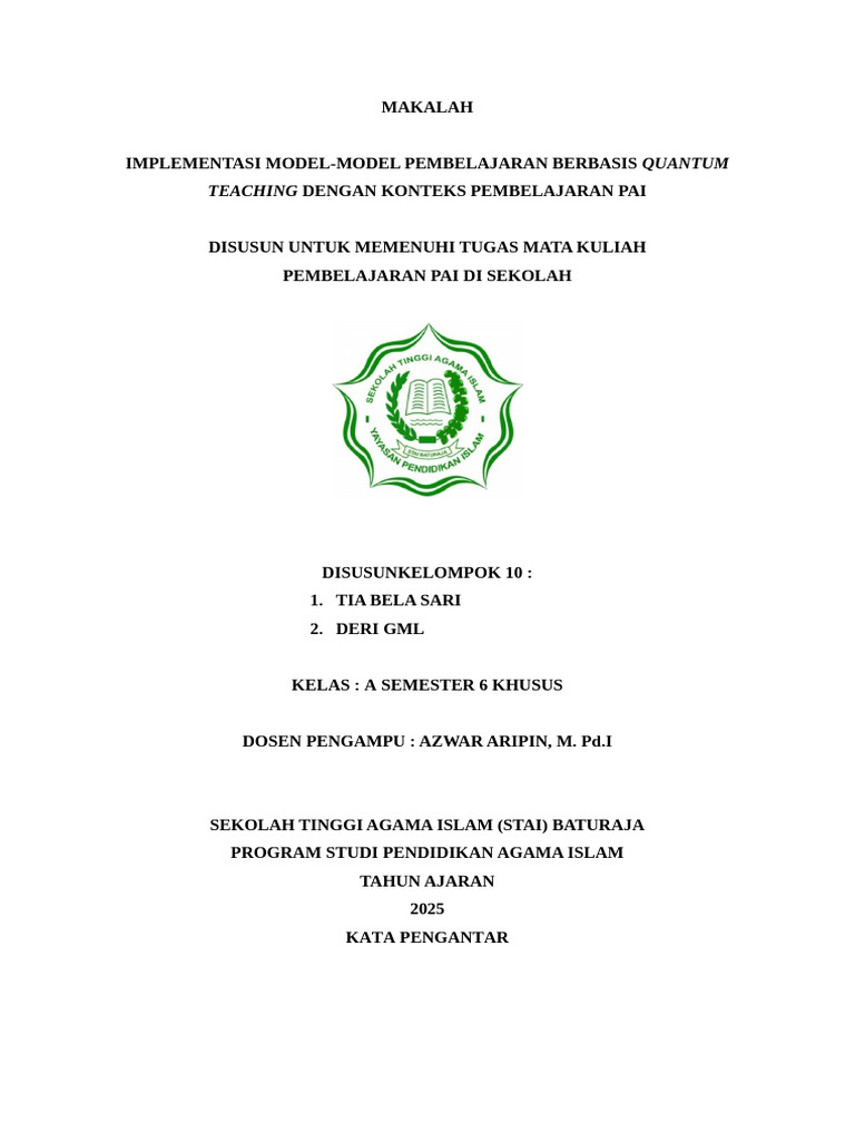 MKL Pembelajaran Pai Disekolah KLP 10 | PDF