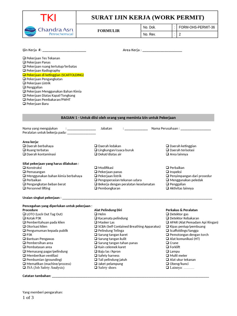Work Permit Scaffolding | PDF