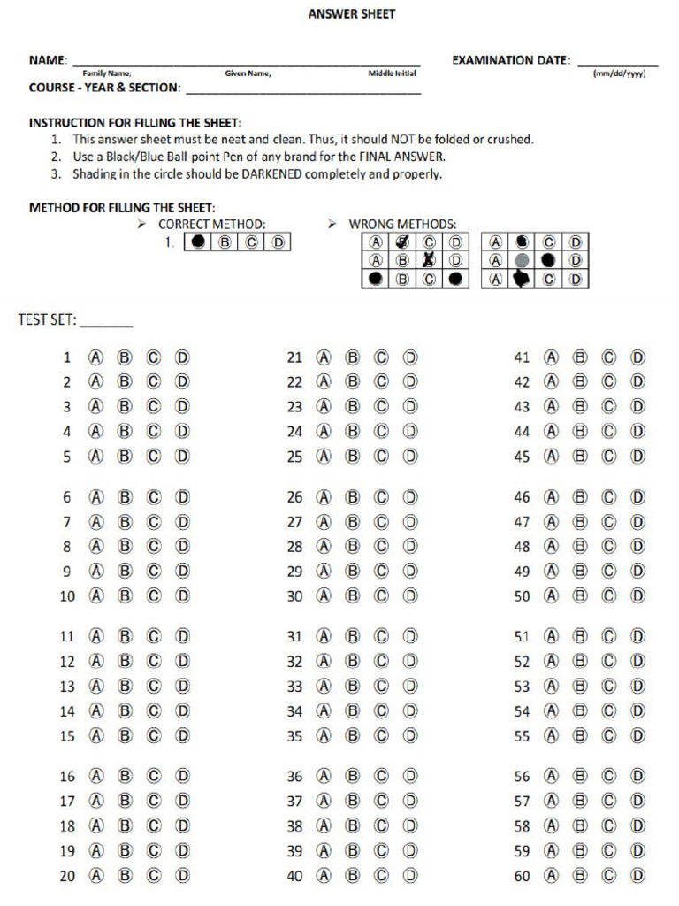Answer Sheet Shading | PDF
