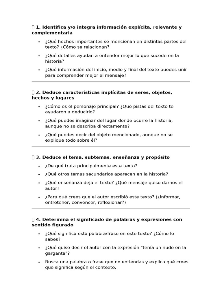 Preguntas para Sexto Grado Perulee | PDF