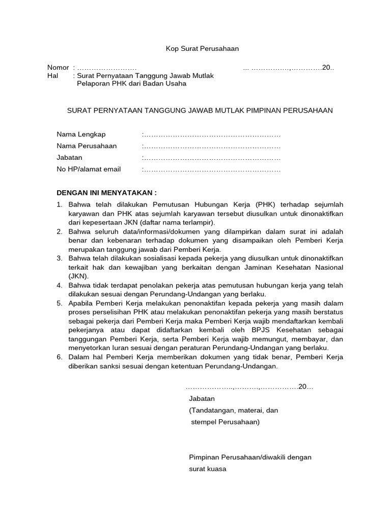 Format Lampiran Penonaktifan Update Desember 2024 | PDF