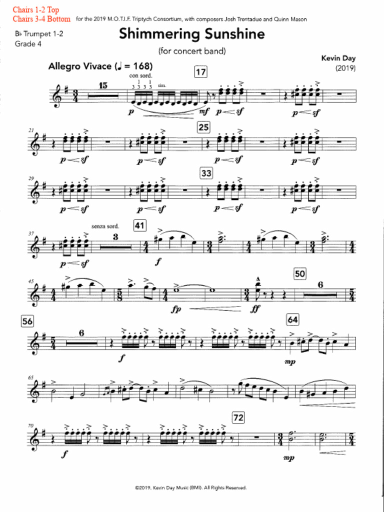 Shimmering Sunshine - Trumpet Chairs 1-4 | PDF