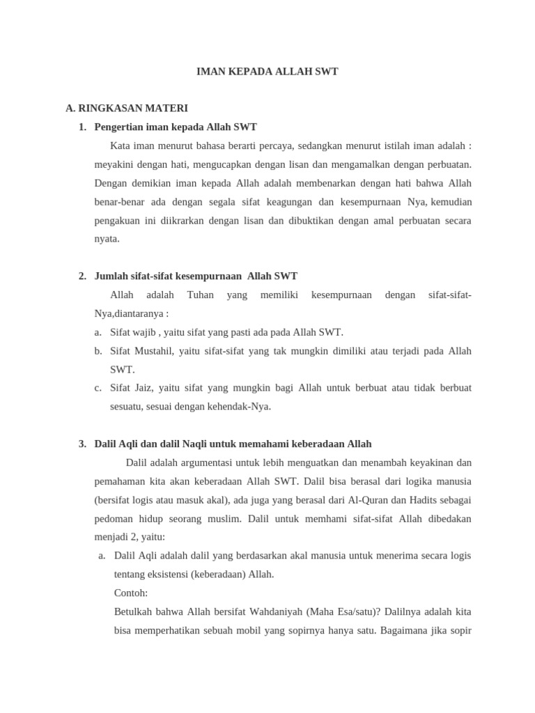 Iman Kepada Allah Swt | PDF
