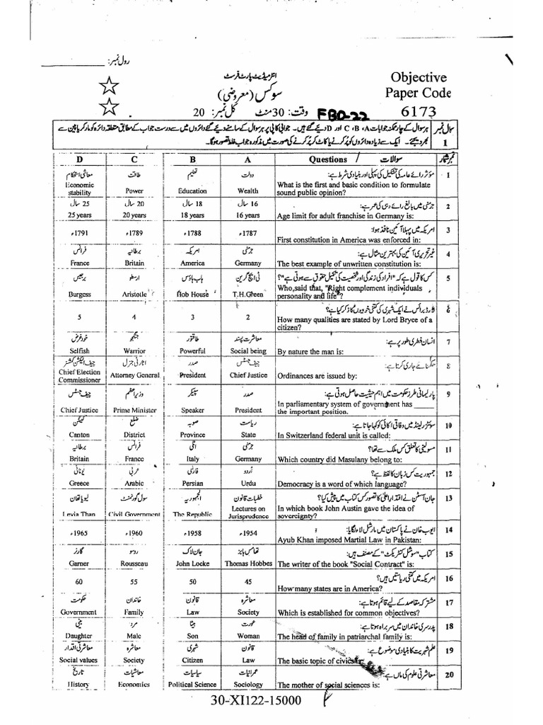 Civics 11-FBD-2022 | PDF