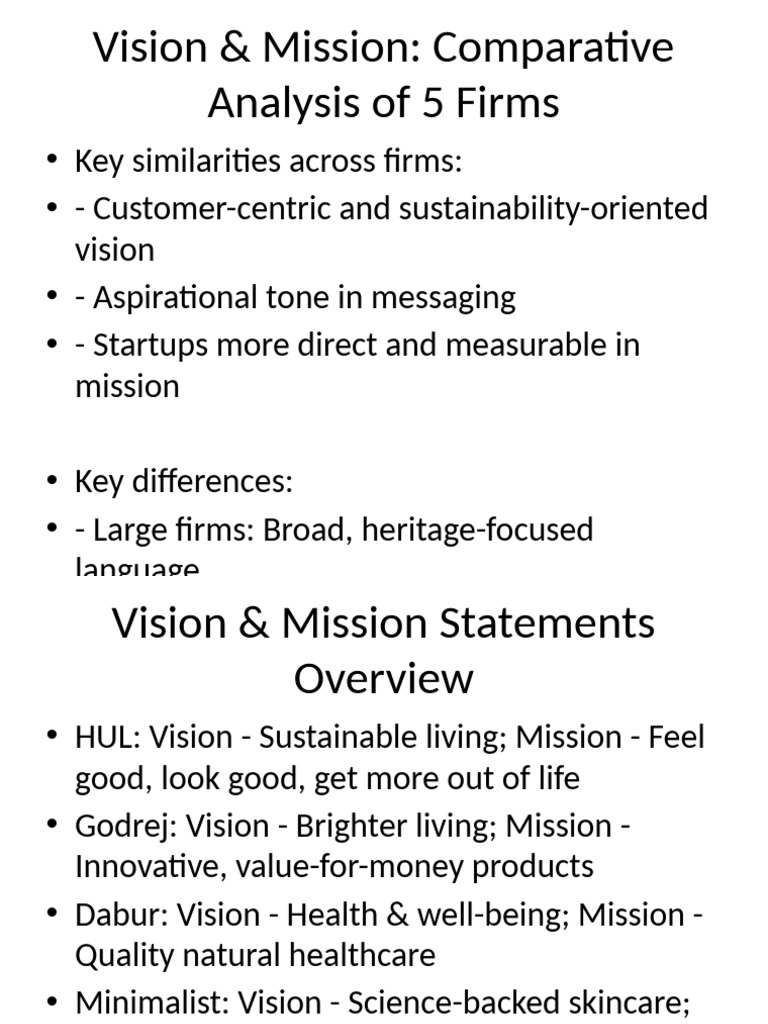 Vision Mission Comparison Presentation | PDF