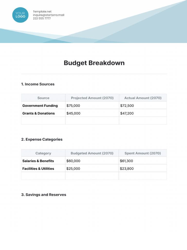 Free Budget Breakdown Template | PDF