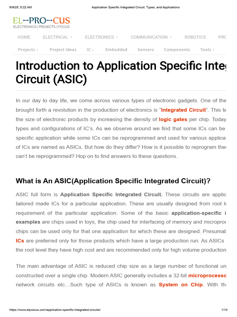 Application Specific Integrated Circuit_ Types, And Applications | PDF | Field Programmable Gate ...